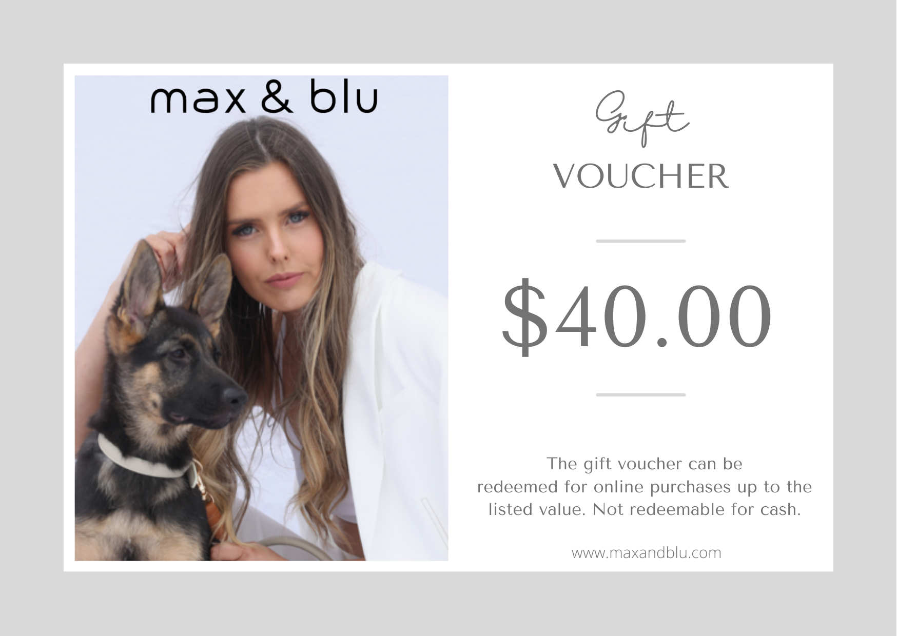 Max & Blu | Gift Card Voucher | Purchase With Us Now